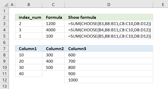 How to use the CHOOSE function