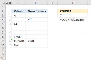 How to use the COUNTA function