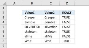 How to use the EXACT function