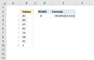 How to use the ROWS function