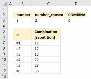 How to use the COMBINA function