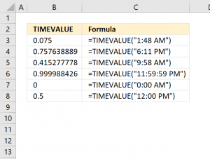 How to use the TIMEVALUE function