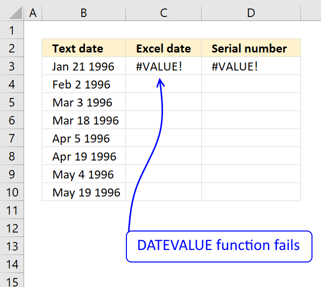 DATEVALUE Function Not Working
