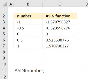 How to use the ASIN function