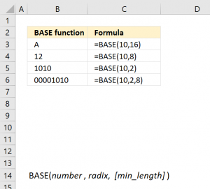 How to use the BASE function