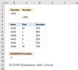 How to use the DCOUNTA function