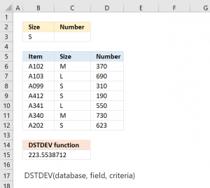 How to use the DSTDEV function