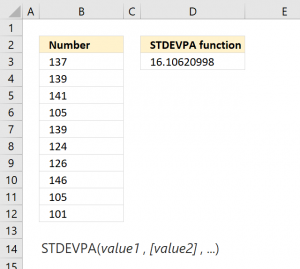 How to use the STDEVPA function
