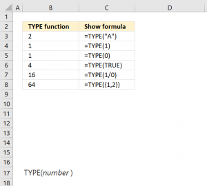 How to use the TYPE function
