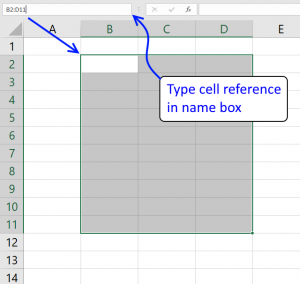 How to quickly select a cell range