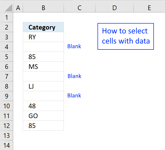 How To Select Cells With Data