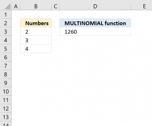 How to use the MULTINOMIAL function