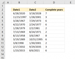 How to calculate the number of years between dates