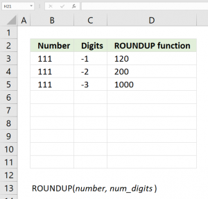 How to use the ROUNDUP function