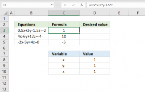 How to solve simultaneous linear equations in Excel