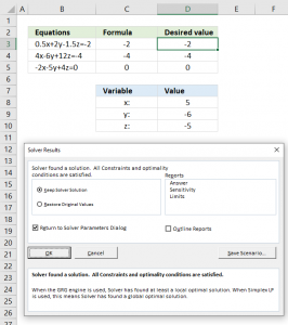 How to solve simultaneous linear equations in Excel