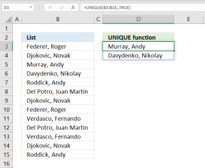 How to use the UNIQUE function